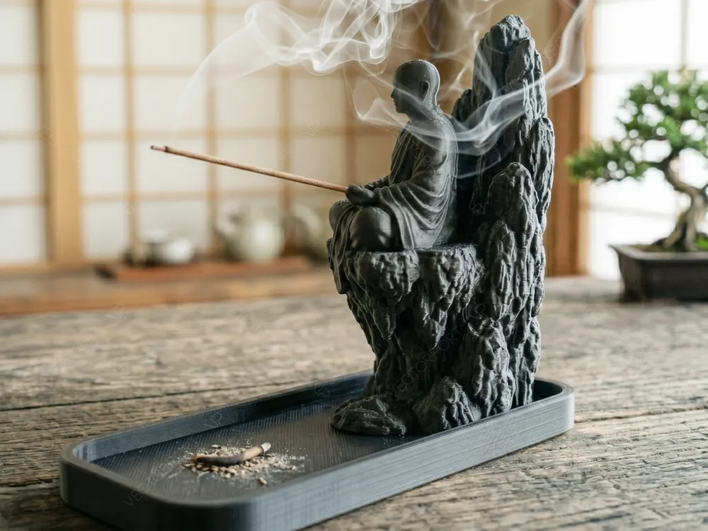 Zen Monk & Cliff Premium Incense Holder #023 - Free 3D Print Model ...