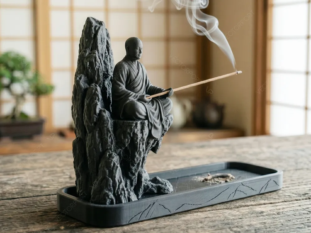 Zen Monk & Cliff Premium Incense Holder #023 - Free 3D Print Model ...