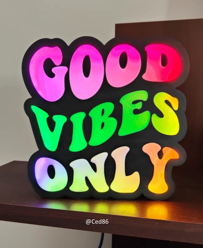 Good Vibes Only Lightbox LED lamp by braga3dprint MakerWorld: Download ...