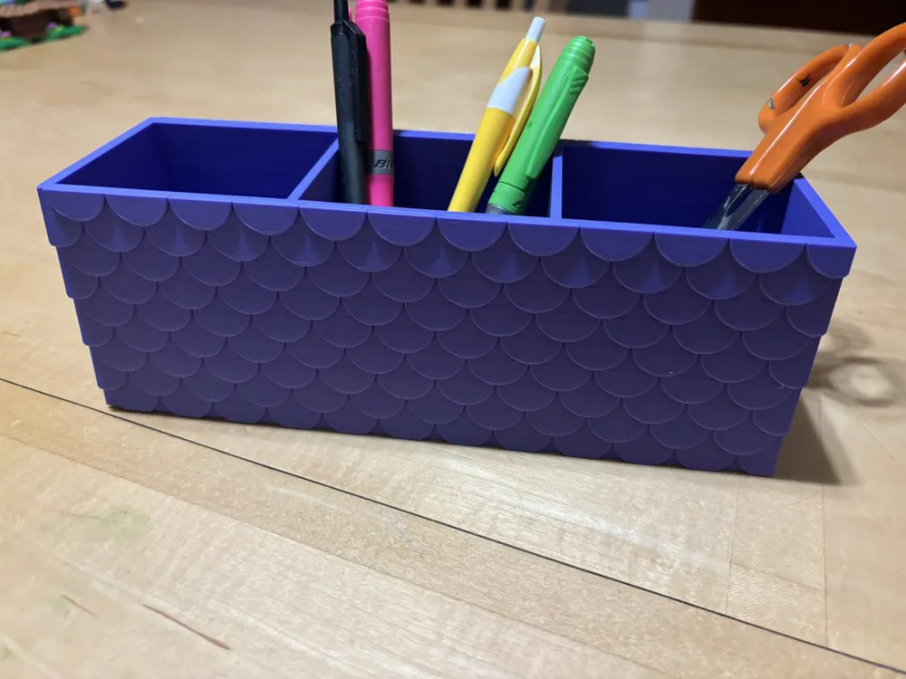 Mermaid/Fish Scales 3 Compartment Desk Organizer - Free 3D Print Model ...