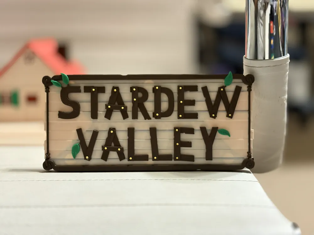 Stardew Valley Sign with Colors - Free 3D Print Model - MakerWorld