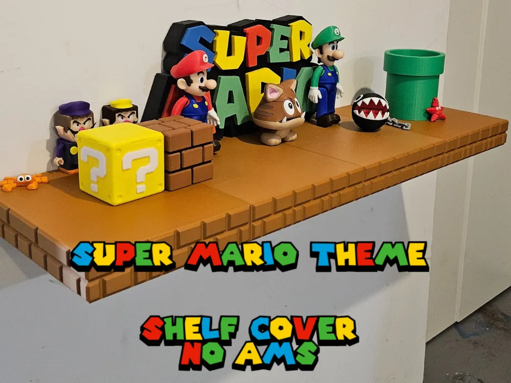 Super Mario multipart Brick shelf cover - Free 3D Print Model - MakerWorld