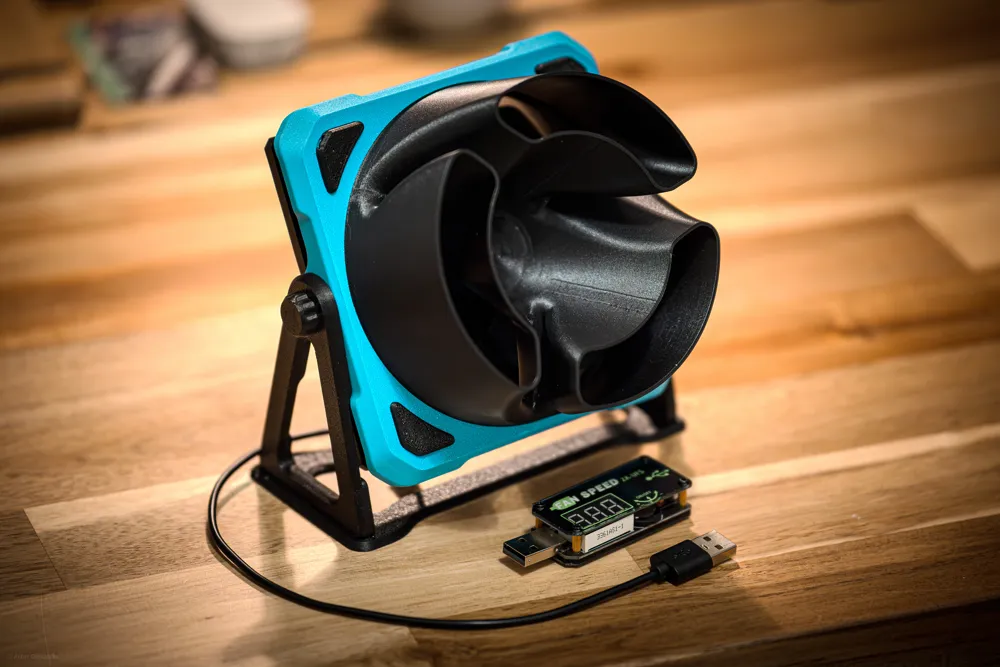 Portable USB PC desk Fan blower stand mount 120mm by BrainsCollector ...