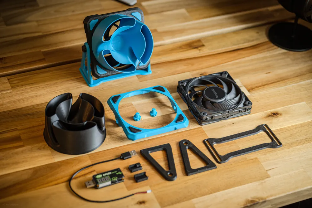 Portable USB PC desk Fan blower stand mount 120mm - Free 3D Print Model ...