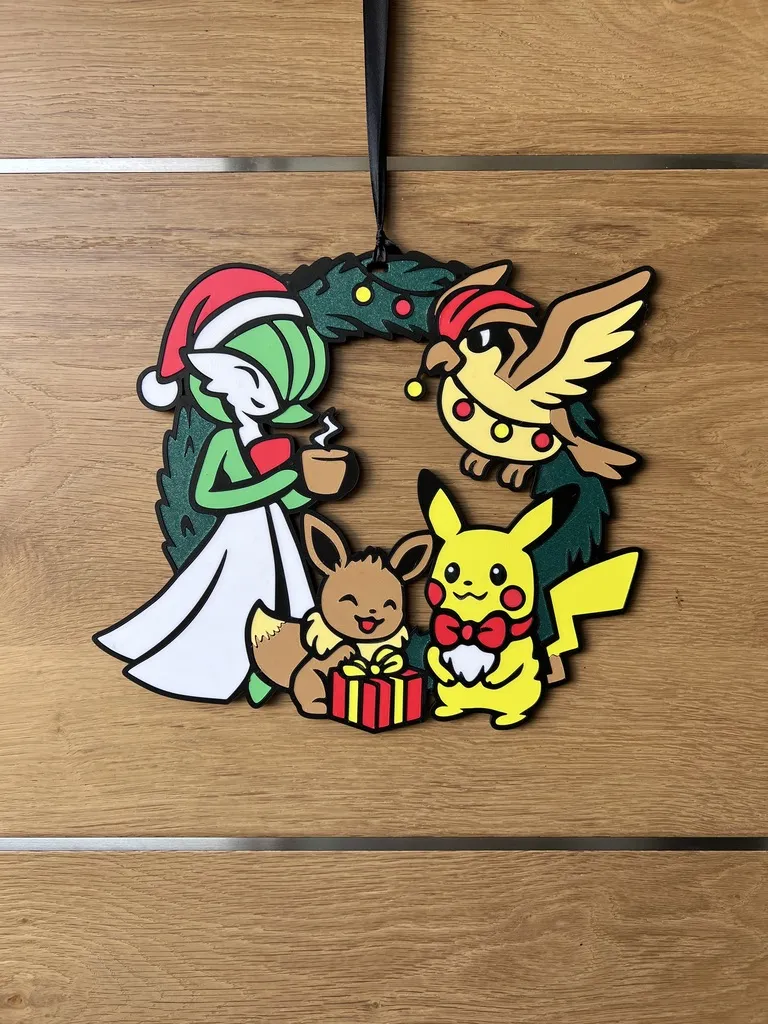 Pokémon Christmas Wreath - Free 3D Print Model - MakerWorld