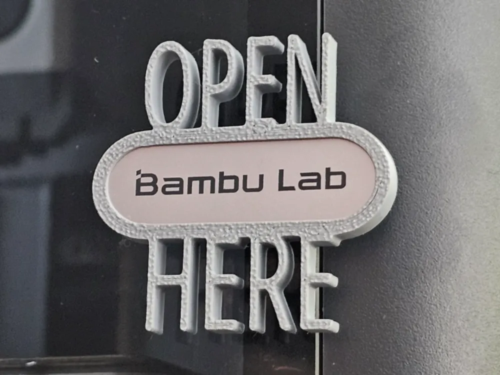 BAMBU LAB P1S / X1 / X1C DOOR HANDLE OPEN HERE by Tomik s Cuprou MakerWorld: Download Free 3D Models