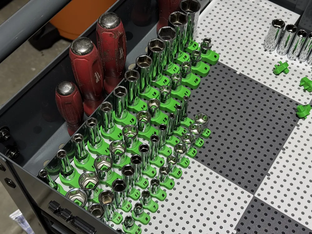 Tool Grid - 1/4 & 3/8 Socket holders (with Pins) by DeadHead MakerWorld ...