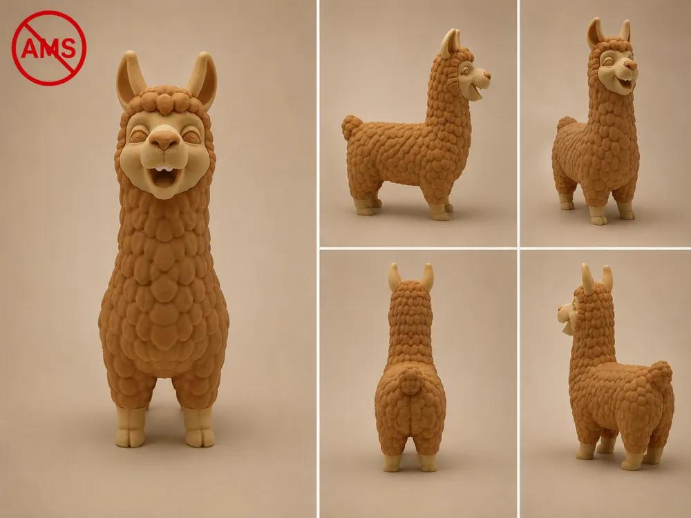 Happy Llama (Multipart Edition) - Free 3D Print Model - MakerWorld