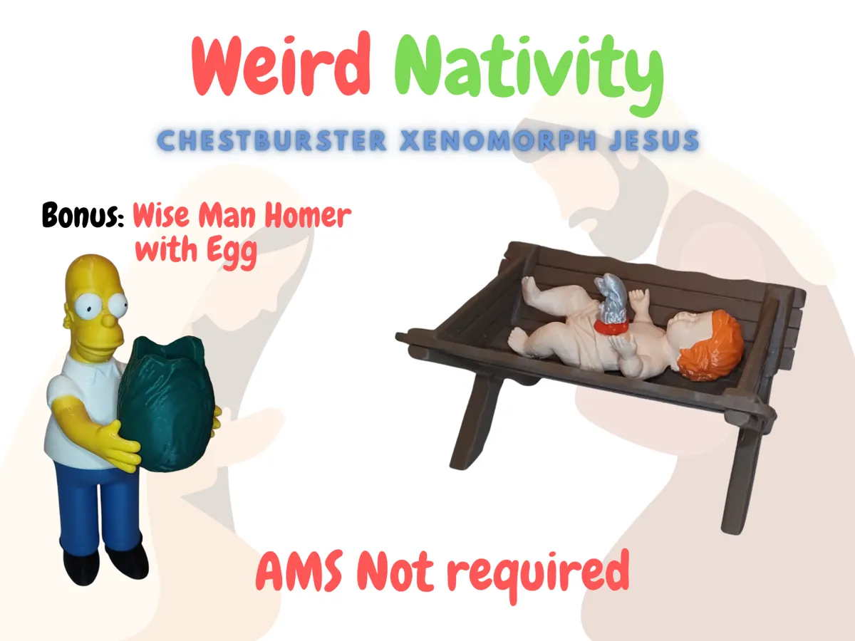 Weird Nativity Jesus and Wise Man Homer Manger - Free 3D Print Model ...