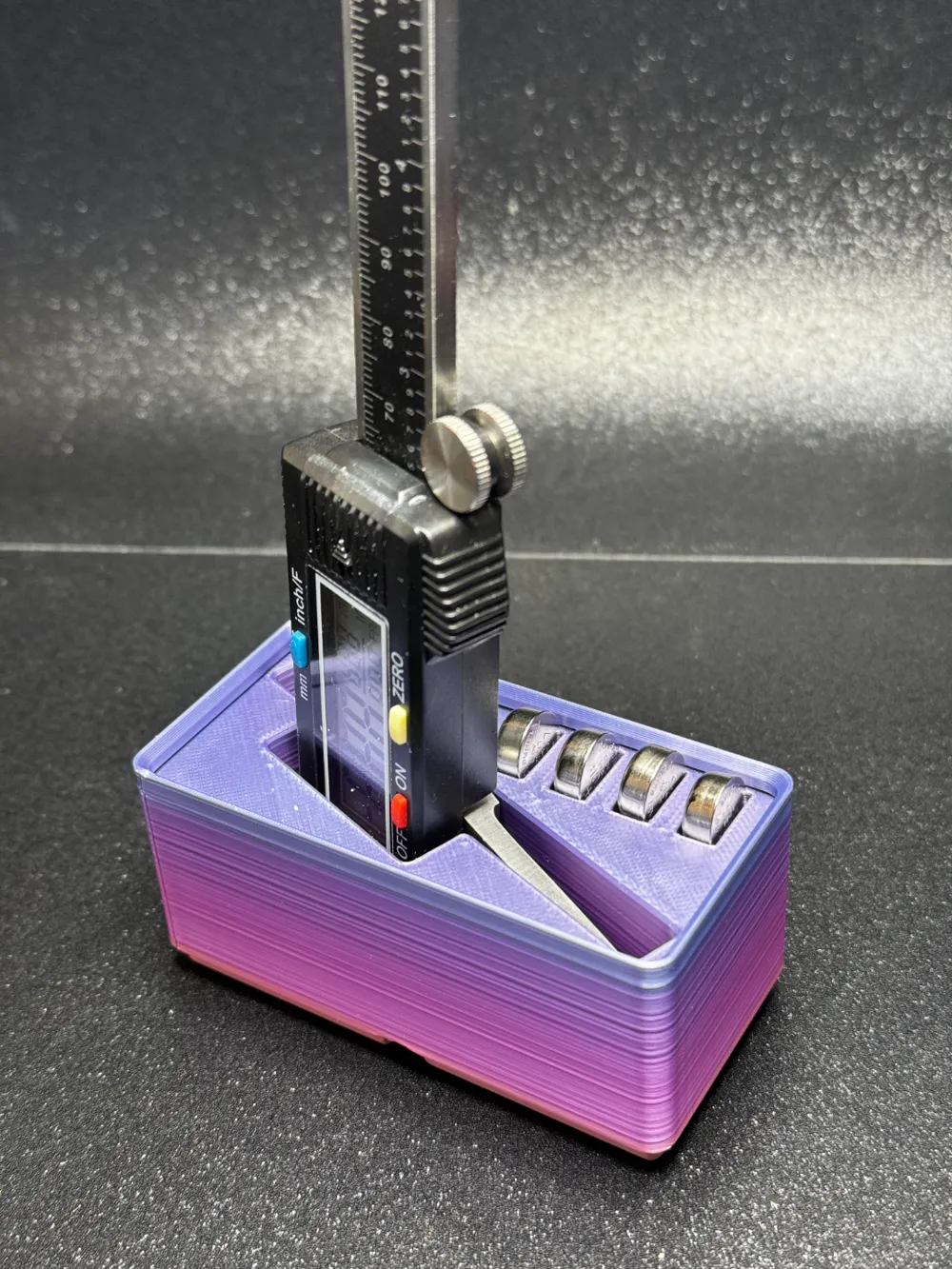 Gridfinity 1x2 Digital Caliper Holder /w batteries by lpasqualis ...