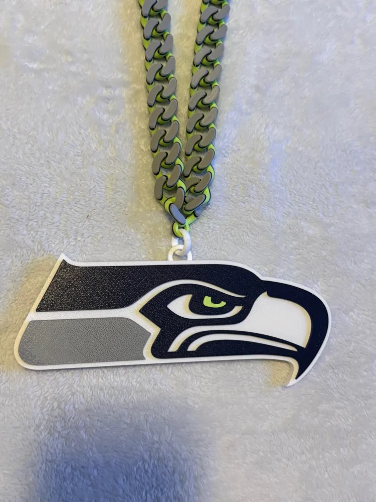 Seattle Seahawks Pendant with chain - Free 3D Print Model - MakerWorld