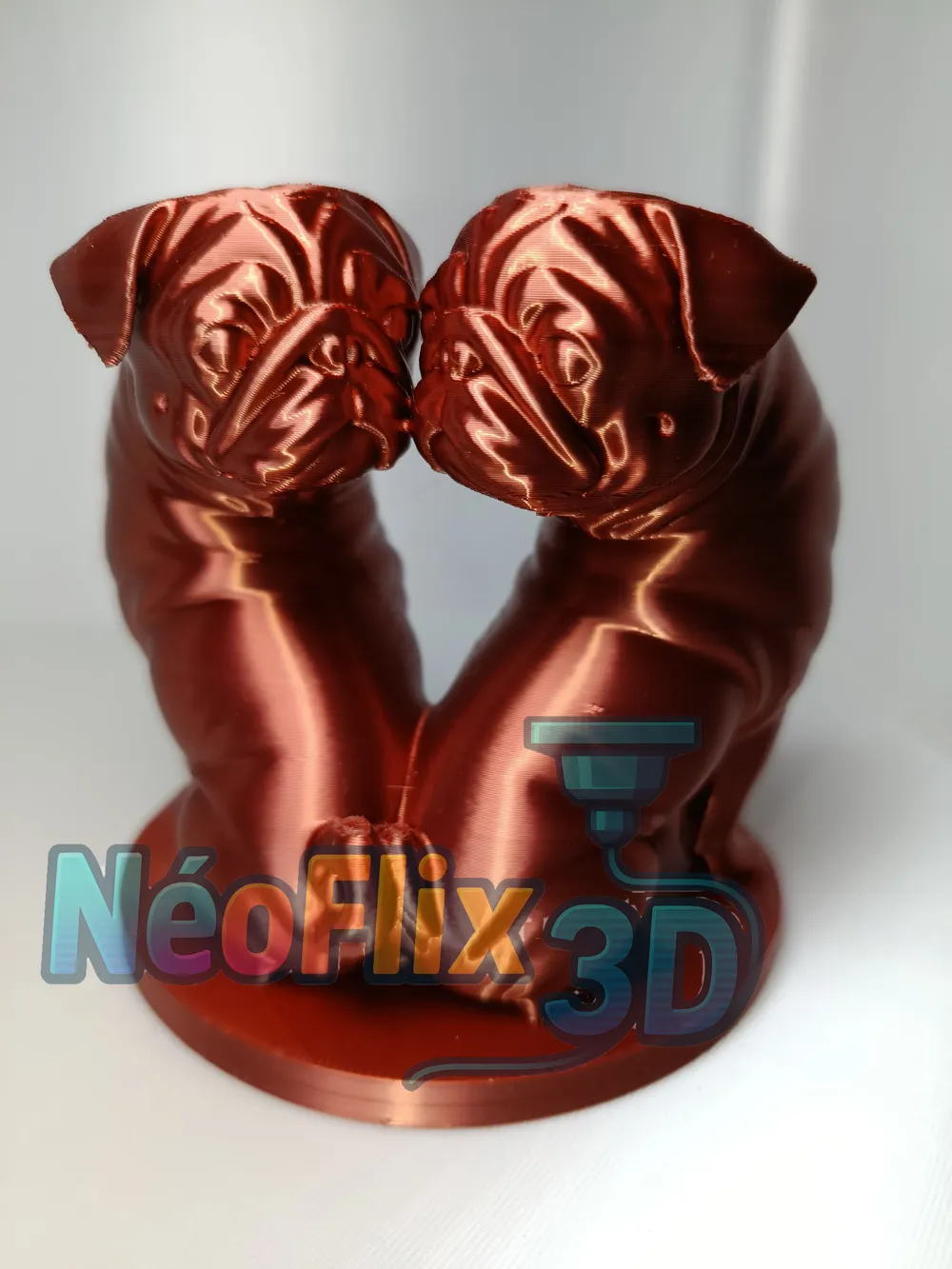 Pug Duo in Heart – Tender Sculpture - Free 3D Print Model - MakerWorld