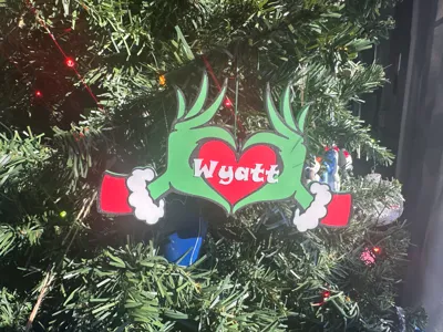 Personalized Grinch Heart Hands Christmas Ornament - Free 3D Print ...