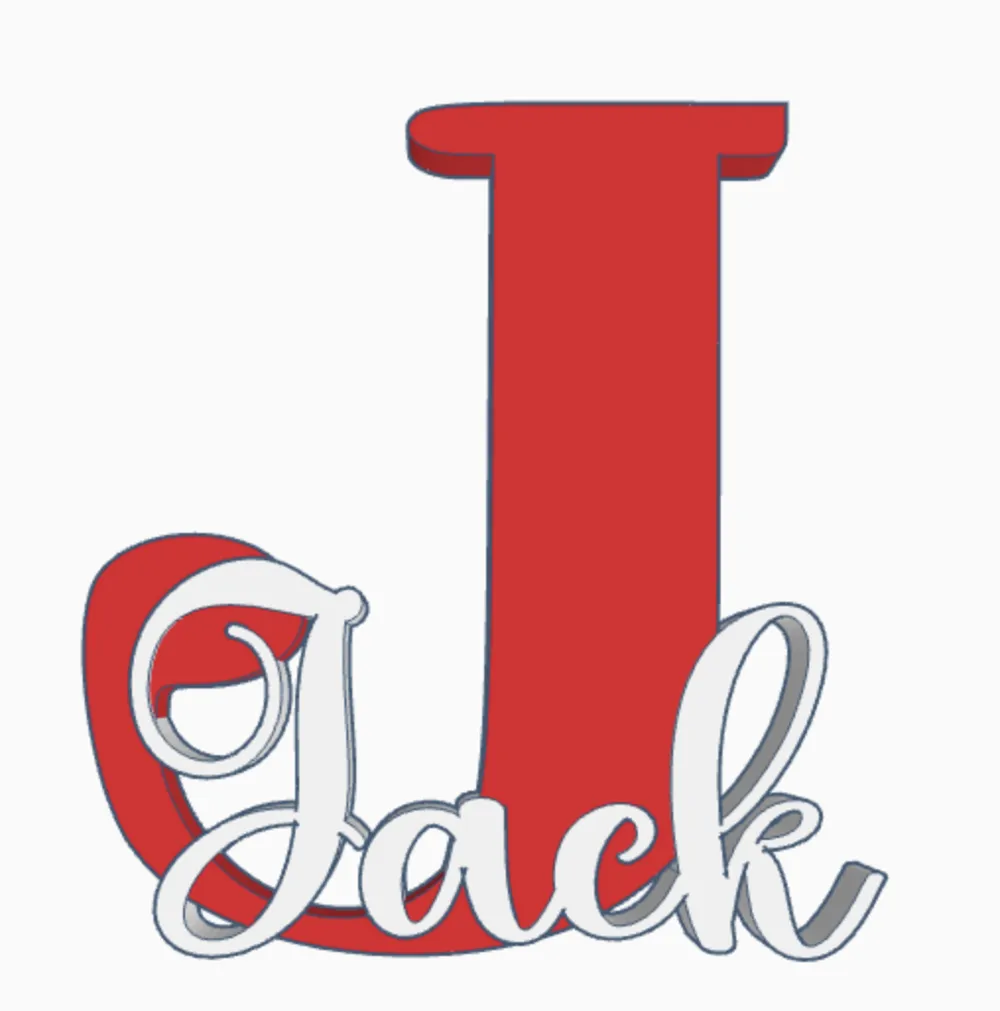 JACK 名字牌 装饰品 铭牌 首字母 来自 MeeToo3333 MakerWorld：免费下载 3D 模型