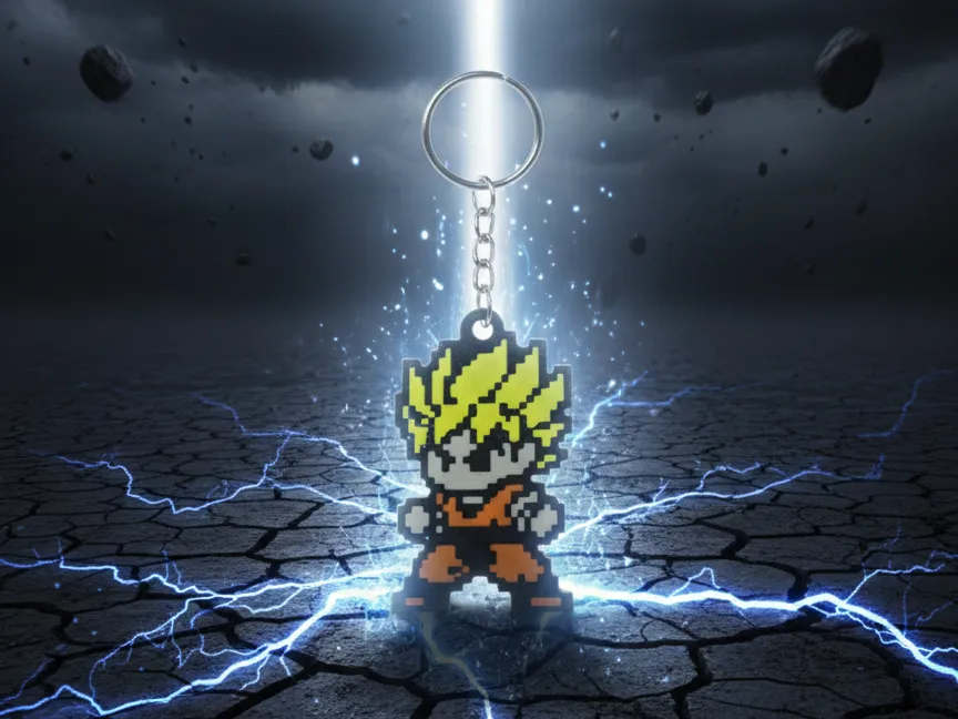 Dragonball Z - Super Saiyan Goku 8-bit Keychain - Free 3D Print Model ...