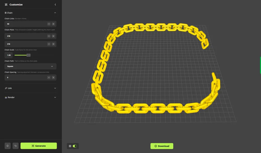 ChainMaker - Parametric chain generator - Free 3D Print Model - MakerWorld