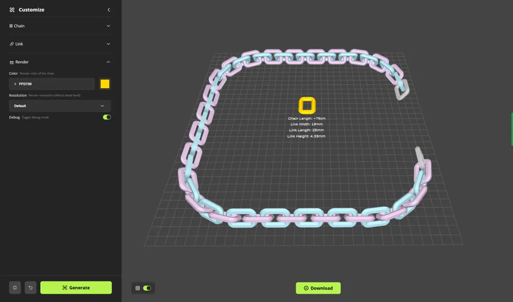 ChainMaker - Parametric chain generator by Koolm MakerWorld: Download ...