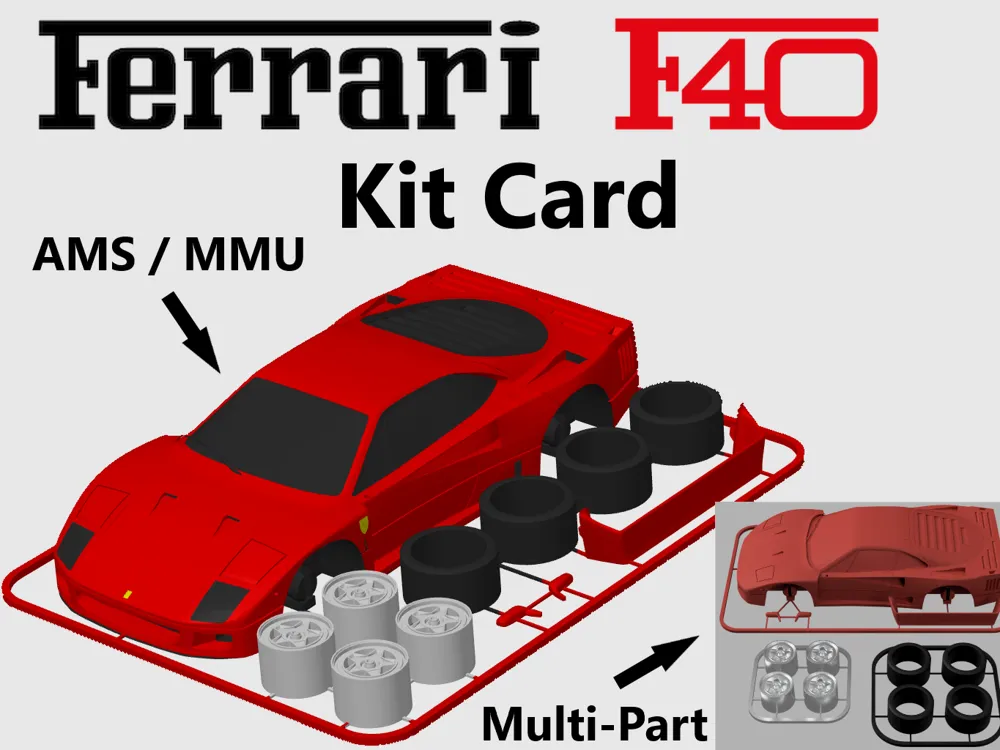 Ferrari F40 Kit Card Remixed by The Kit Card Guy - MakerWorld