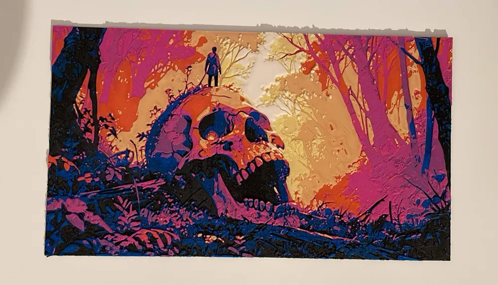 Hueforge: Skull in the woods by Generic Makerspace MakerWorld: Download ...