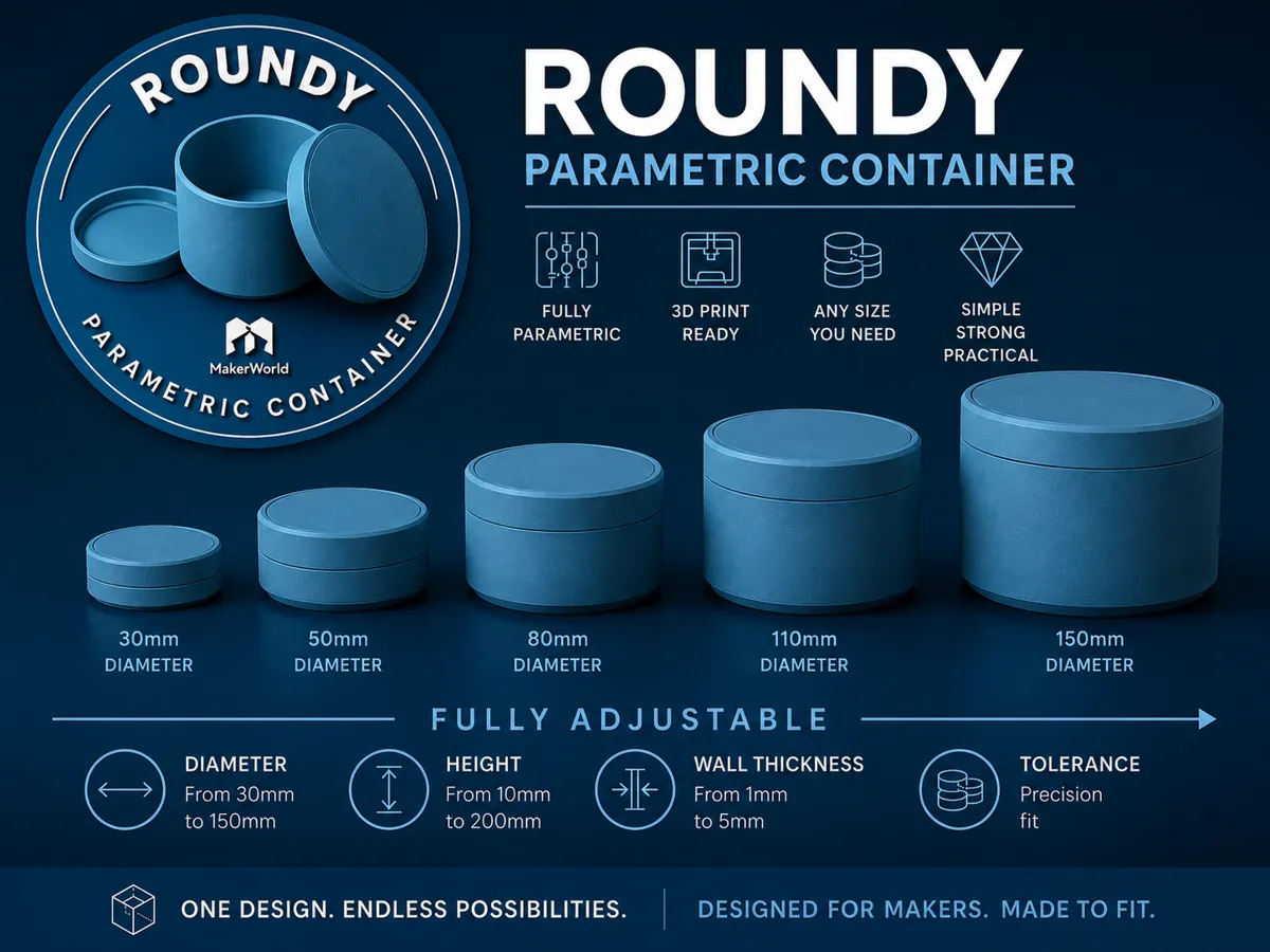 Roundy – 参数化圆形容器 - 免费 3D 打印模型 - MakerWorld