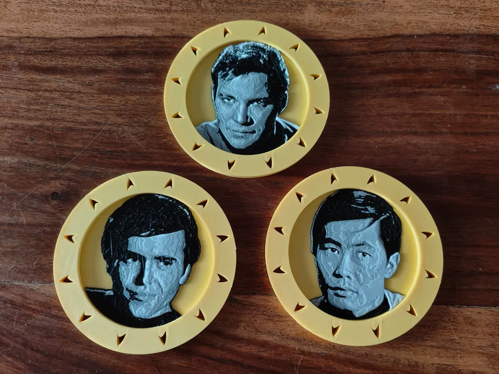 Star Trek TOS crew coasters by crabstiks - MakerWorld
