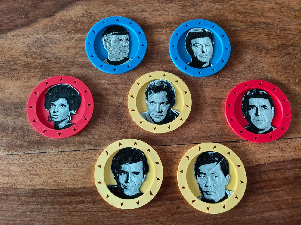 Star Trek TOS crew coasters by crabstiks - MakerWorld