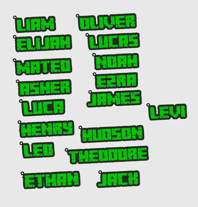 Boys Names Minecraft Font by David North MakerWorld: Download Free 3D ...