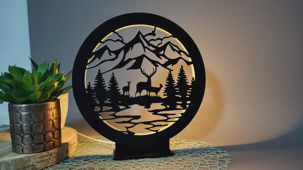 Ring Lamp / Desk Lamp Natural Deer Motif by 3D Hochofen Maggi ...