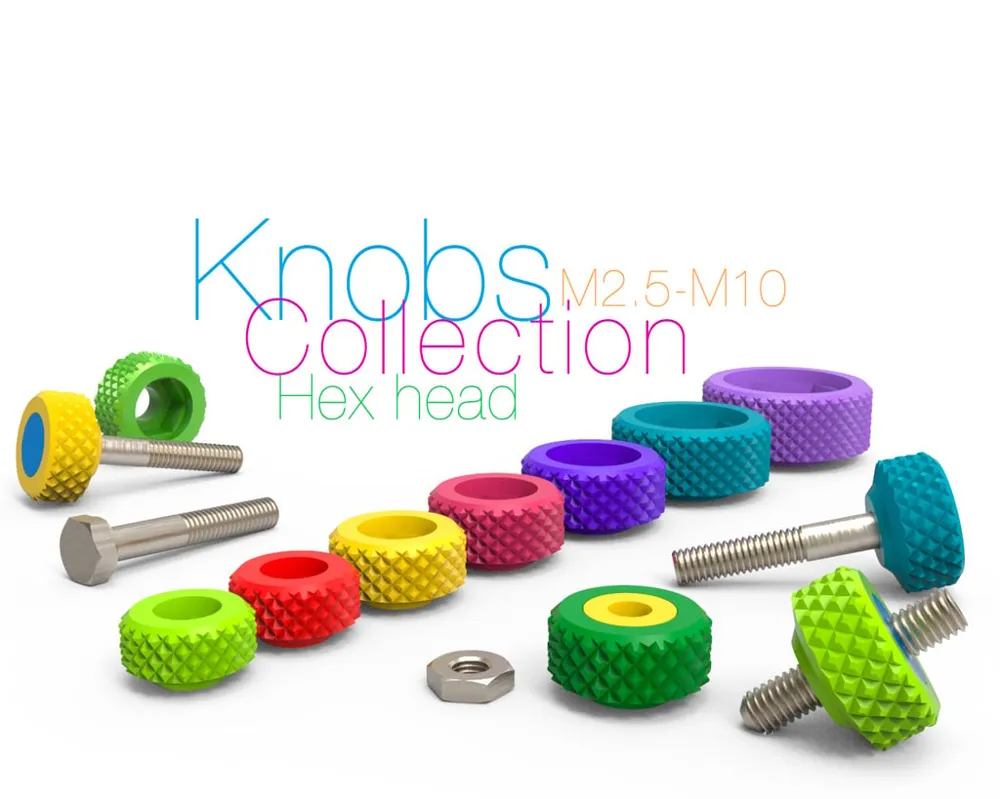 Knobs Collection for Bolt Hex head and Nut M2.5-10 - Free 3D Print Model - MakerWorld