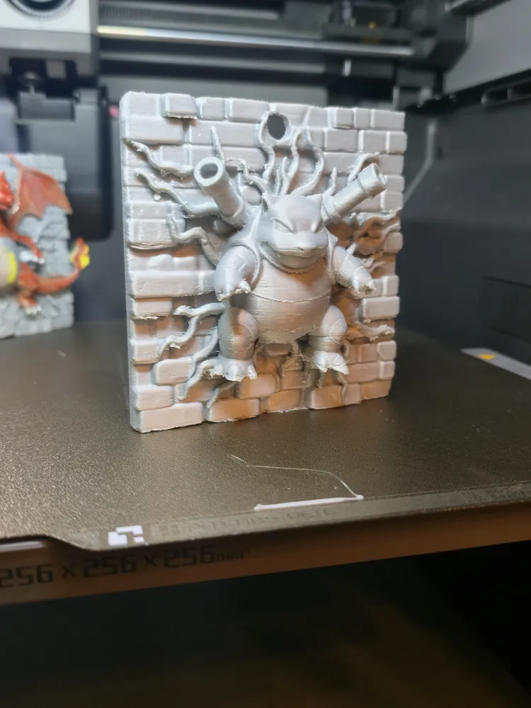 blastoise pokemon relief sculpture - Free 3D Print Model - MakerWorld