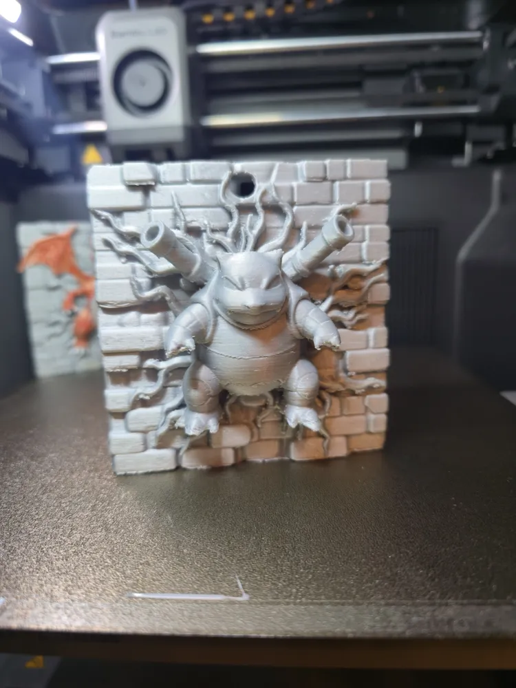 blastoise pokemon relief sculpture - Free 3D Print Model - MakerWorld