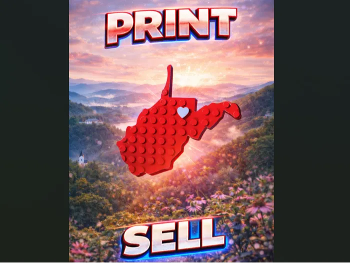 Legos brick West Virginia Magnet moveable heart - Free 3D Print Model ...