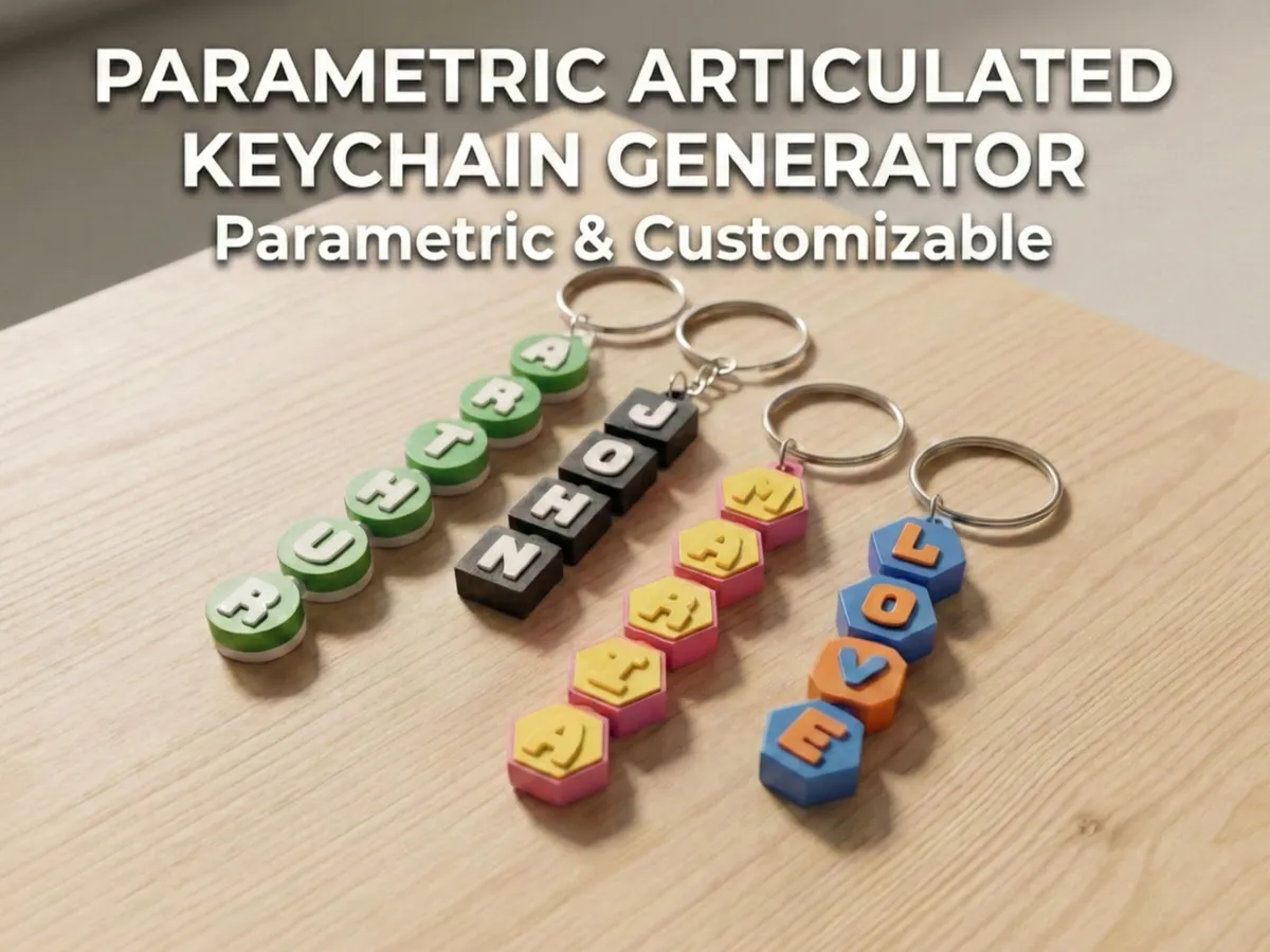 Parametric Articulated Keychain -Multi-Shape/Color - Free 3D Print ...