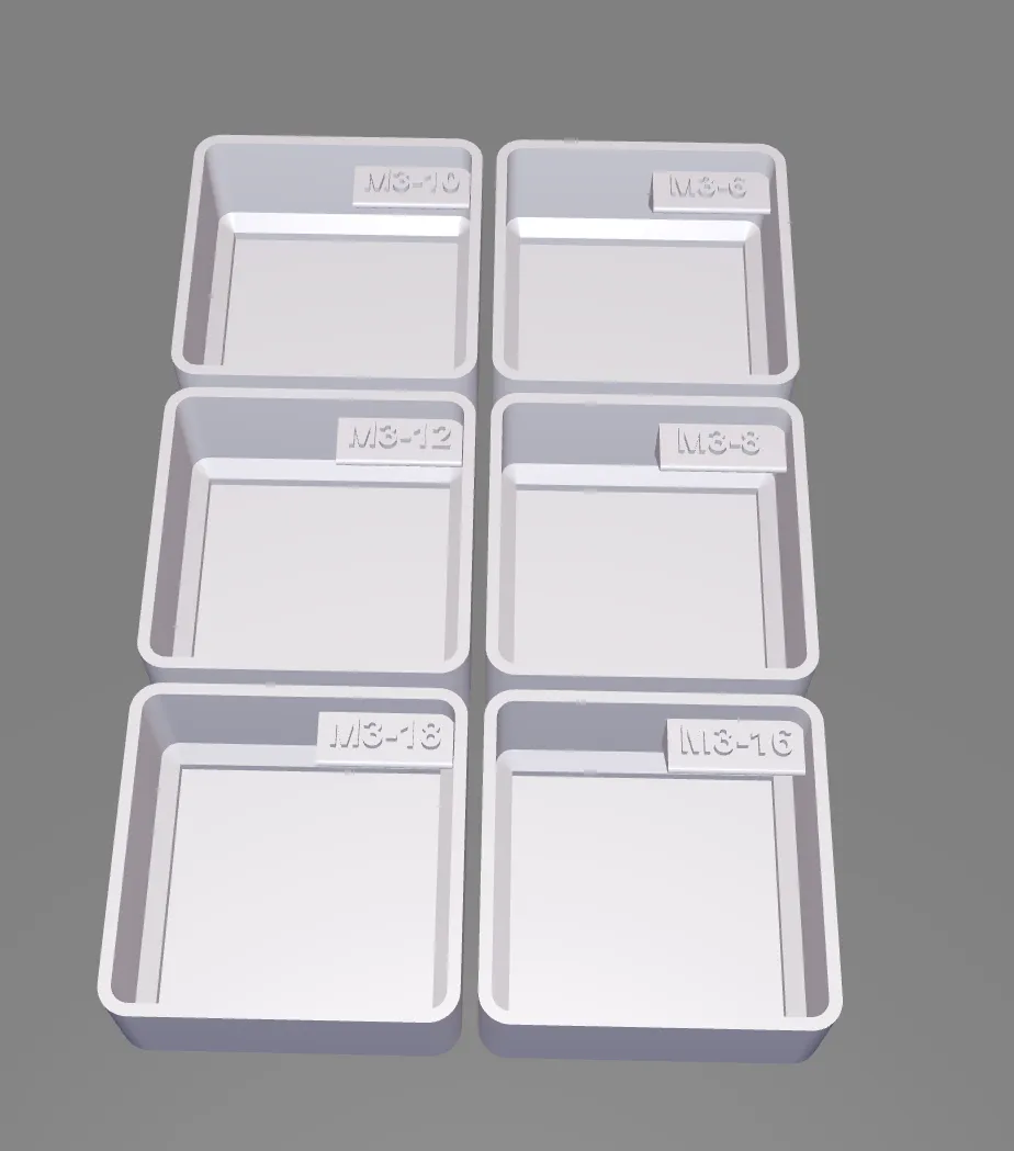 GRIDFINITY M3 BOLT LOW PROFILE STACKABLE WITH TEXT by John Hoang - MakerWorld