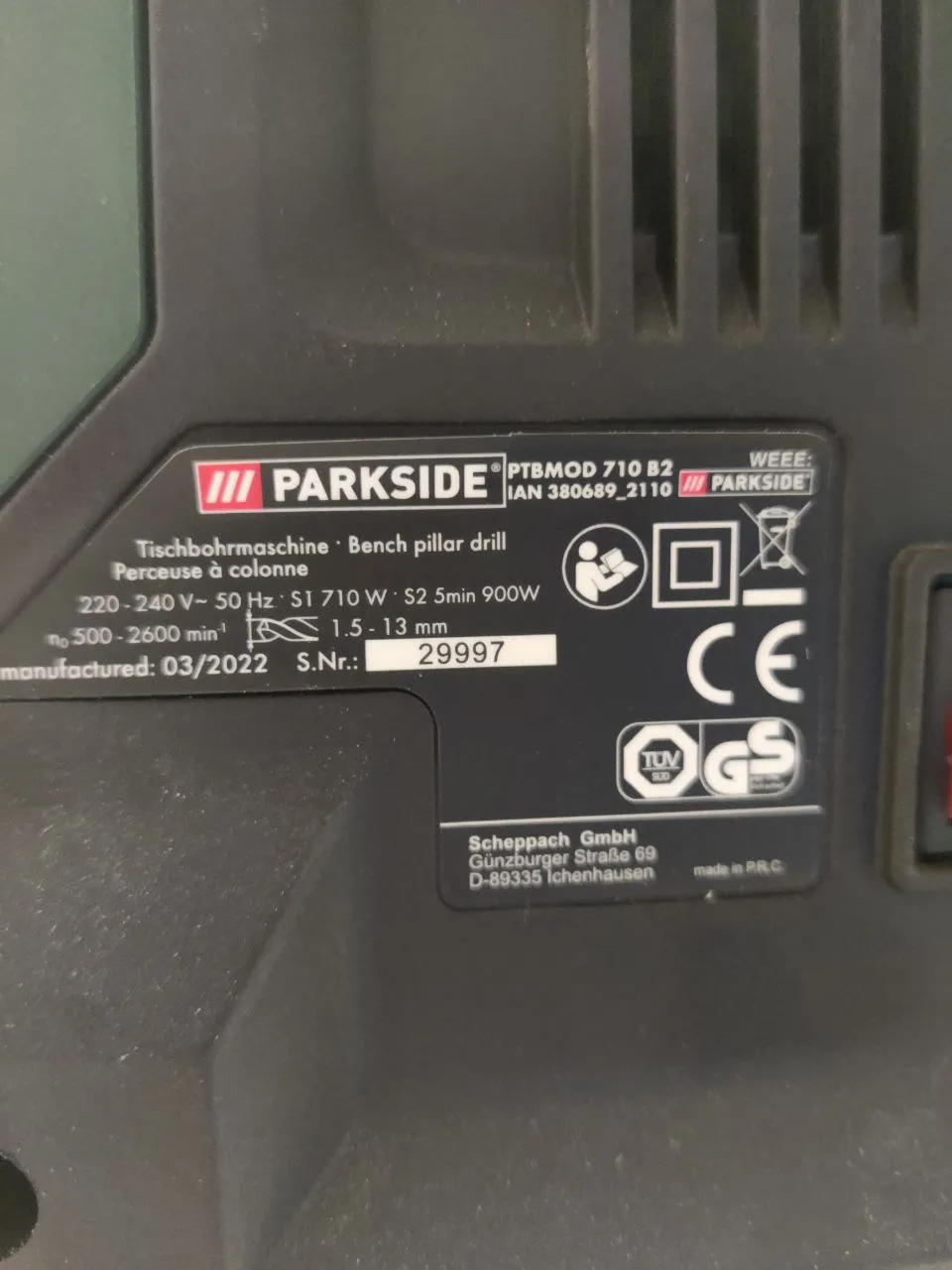 Parkside Drill Press Chuck key holder cap PTB710B2 by mr3dproject ...