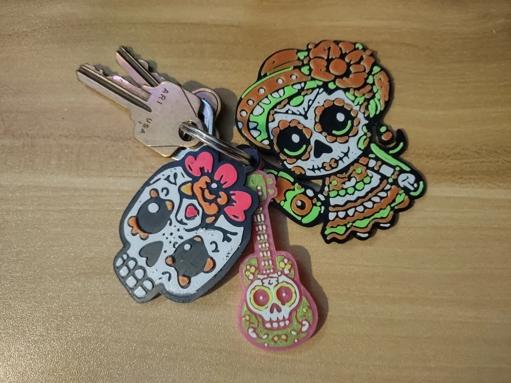Dia de Muertos (Day of the Dead) Themed Keychains by TonyLing - MakerWorld