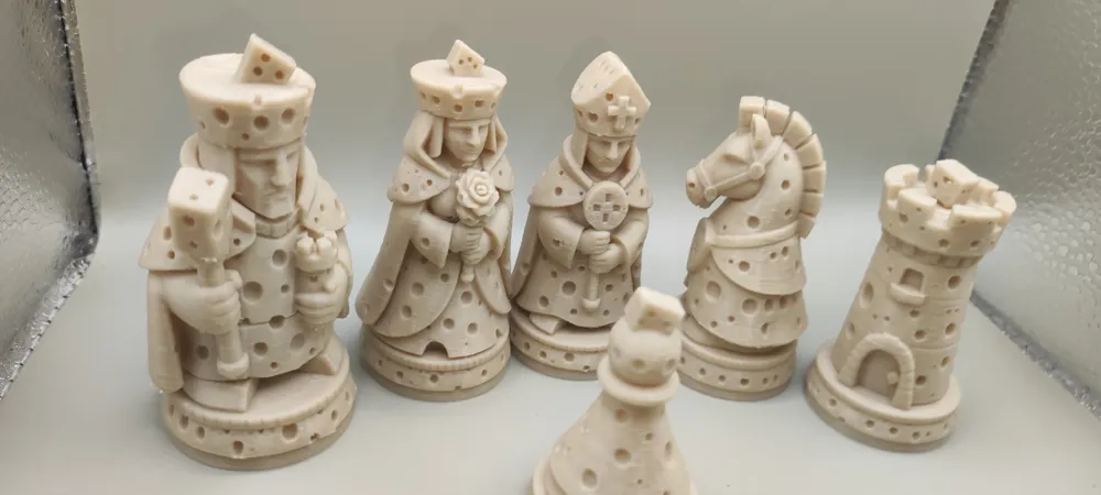 Royal Cheese Chess Set - Free 3D Print Model - MakerWorld