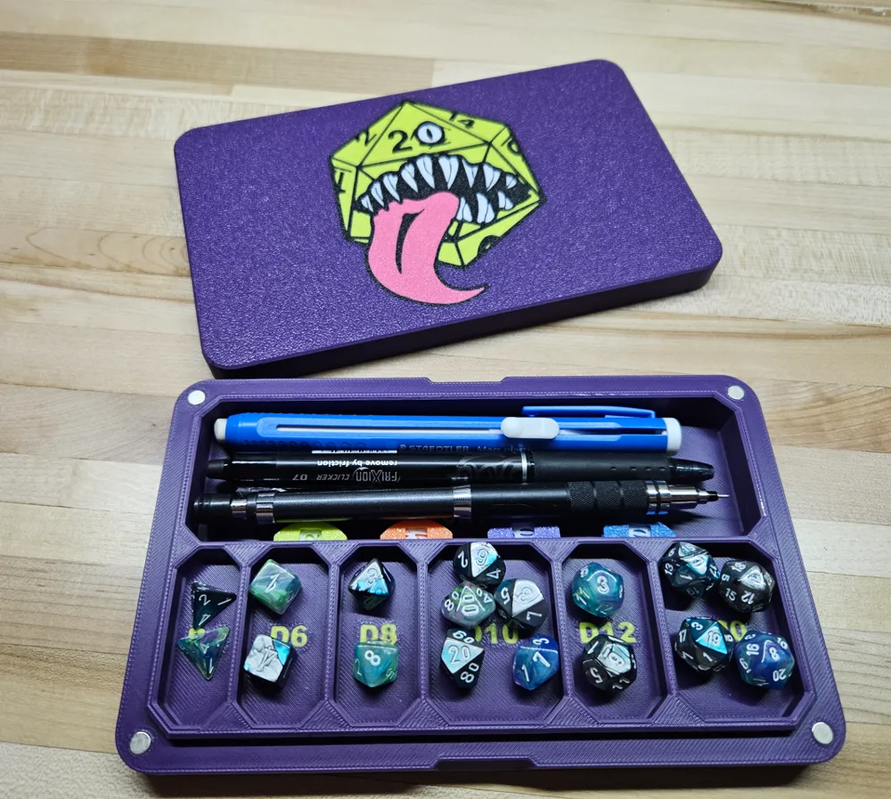 DnD Mini dices set case, with pens and tray by Shaztech.info MakerWorld ...