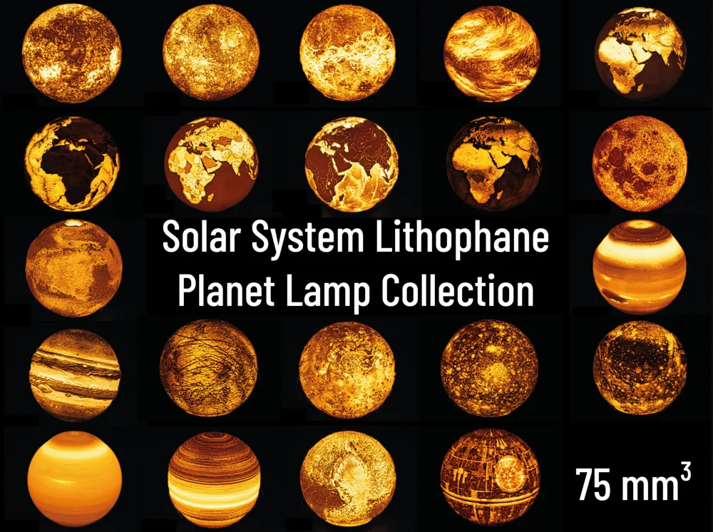 Solar System Lithophane Planet Lamps - 75mm³ Remixed by FritzPeppone ...