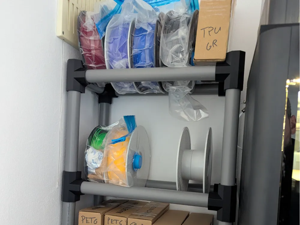 Modular Filament Rack (32mm OD PVC) by timderks31 MakerWorld: Download ...