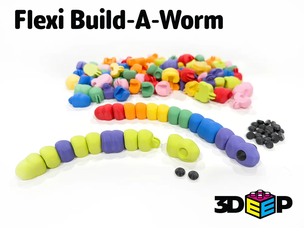 Flexi Build-A-Worm - No AMS - No Supports by 3DeepDesigns MakerWorld: Download Free 3D Models