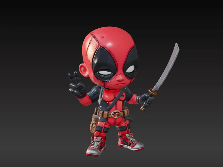 Deadpool Chibi with Katana and Peace Sign by Neoflix3d - MakerWorld