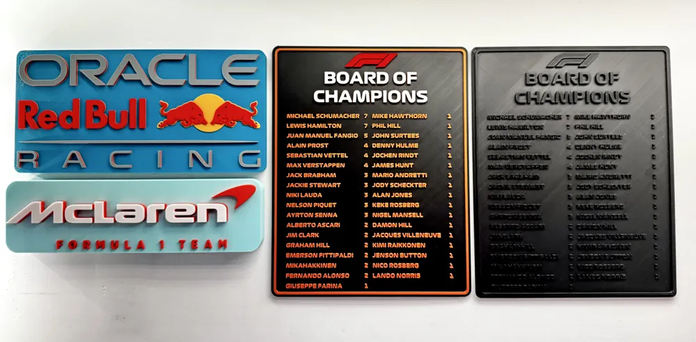 F1 Board of Champions - Free 3D Print Model - MakerWorld