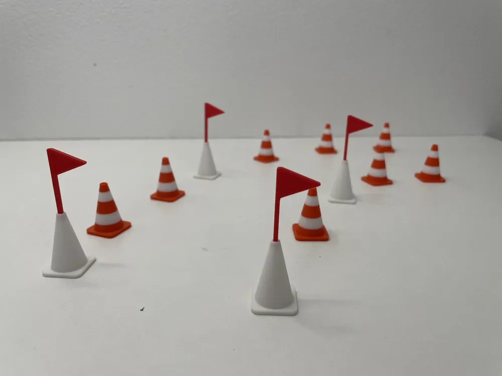 Mini Traffic Cones and Flags – Set for Race Tracks - Free 3D Print ...