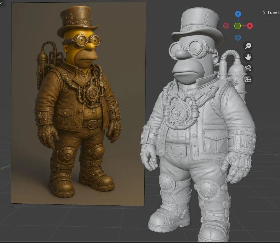 Homer Simpson in Steampunk by 3Wave MakerWorld: Download Free 3D Models