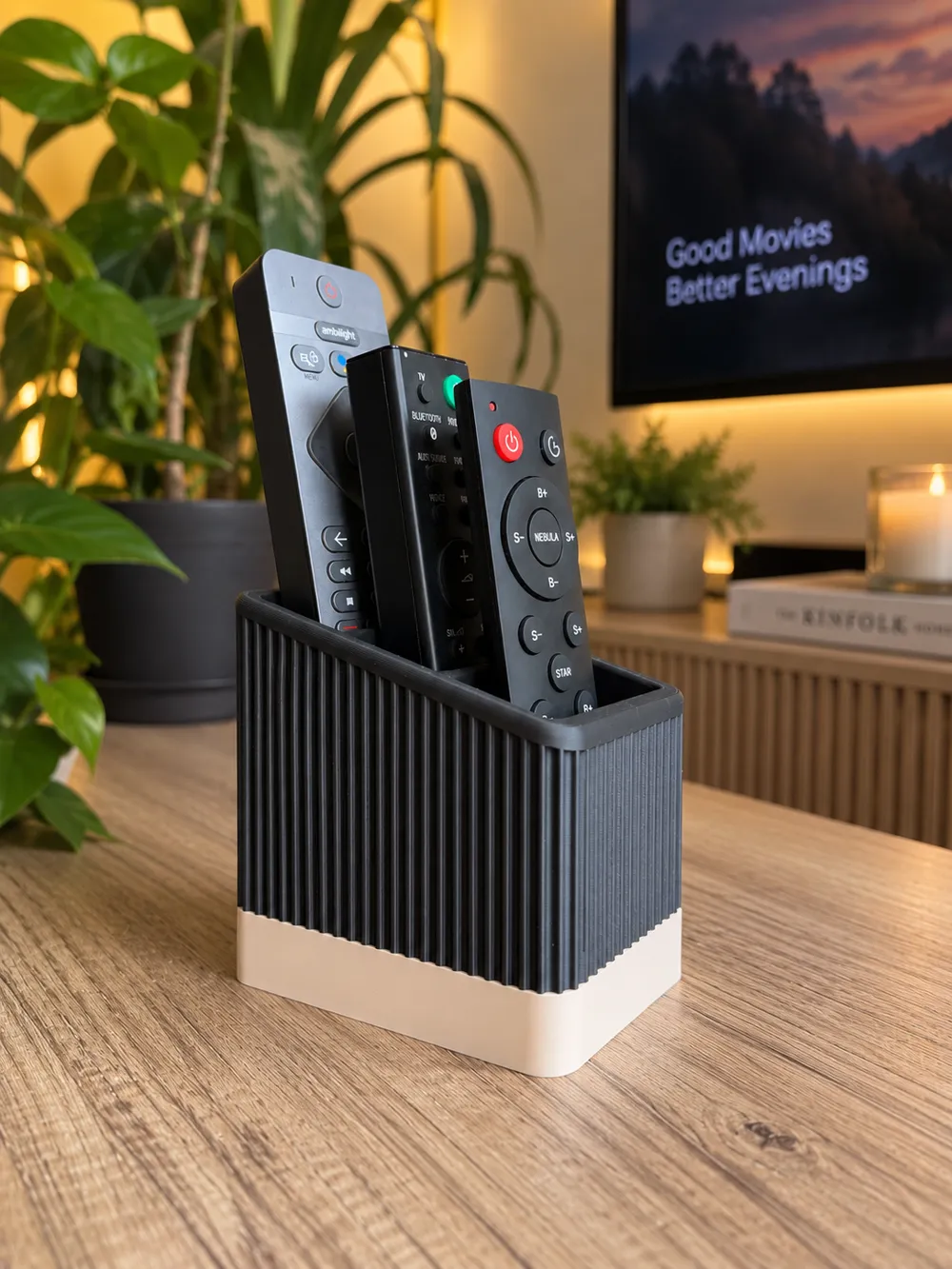 Japandi Remote Control Holder – Ribbed Organizer - Free 3D Print Model ...