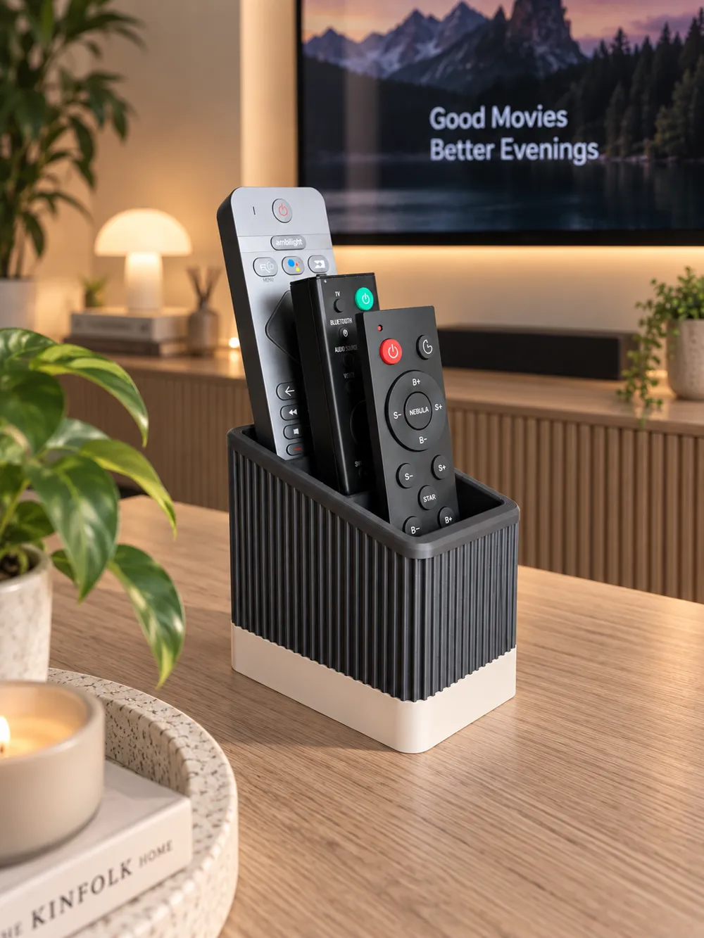Japandi Remote Control Holder – Ribbed Organizer - Free 3D Print Model ...