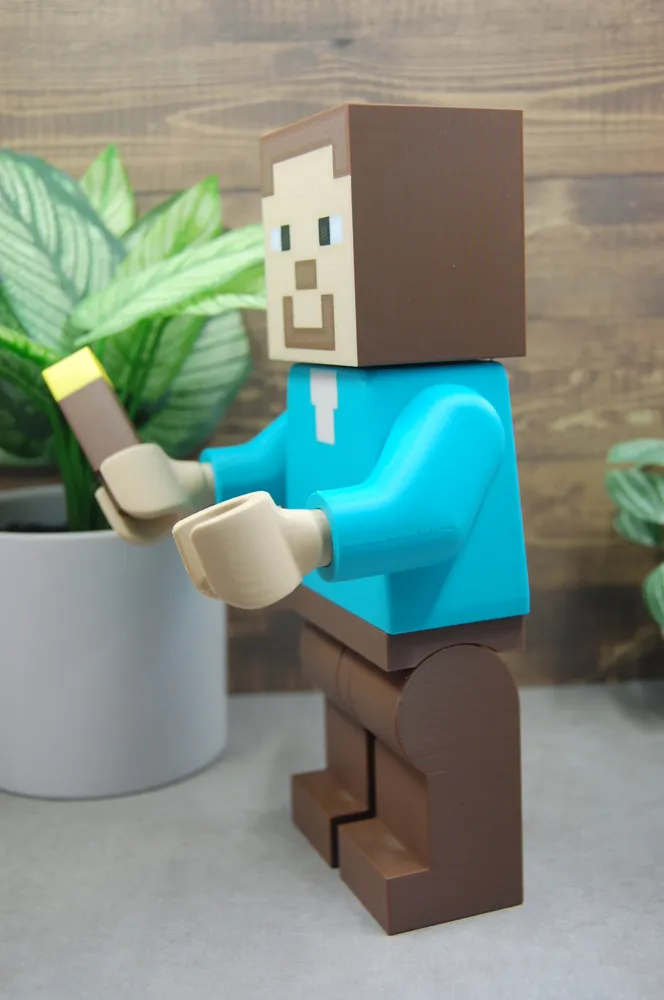 Blocky Miner-Style Brick Figure (500% Scale) - Free 3D Print Model ...