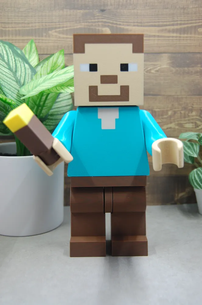 Blocky Miner-Style Brick Figure (500% Scale) - Free 3D Print Model ...