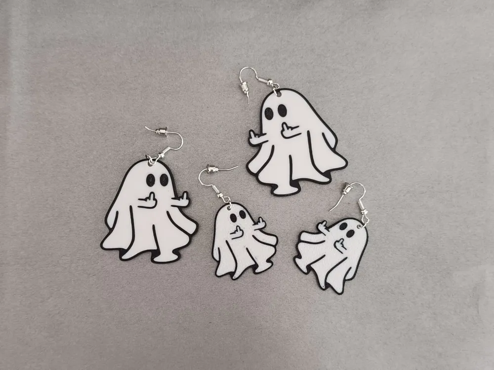 Ghost Middle Finger Earrings by EarRing 3D MakerWorld: Download Free 3D ...